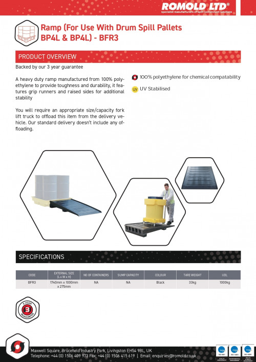 ROMOLD BFR3 Ramp (For Use With Drum Spill Pallet BP4L)