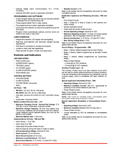 NOTIFIER RP-2001E Pre-action deluge control panel, 220/240 VAC.