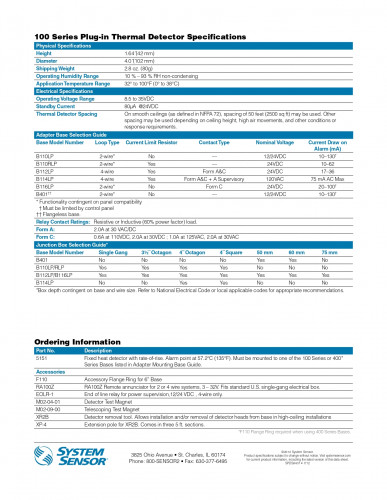 SYSTEMSENSOR 5151 Rate of Rise and Fixed Temperature 135F' Heat ...