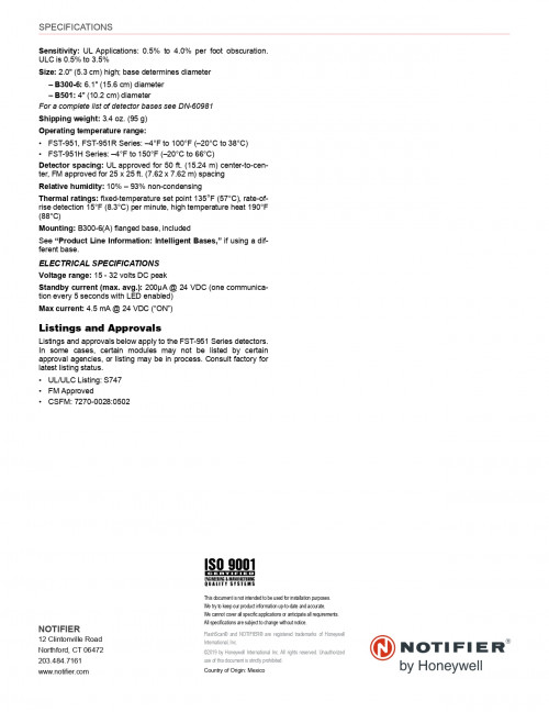 NOTIFIER FSV-951R-IV Very Intelligent Early Warning (VIEW®) / Ivory ...