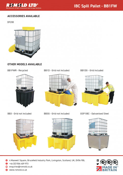 ROMOLD BB1FWD IBC Spill Pallet พาเลทรองถังสารเคมี IBC (With 4 Way FLT ...