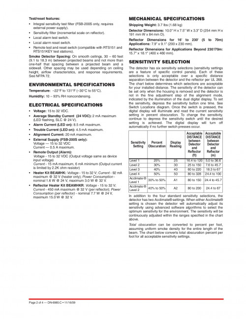 NOTIFIER FSB-200 Addressable Beam Detector