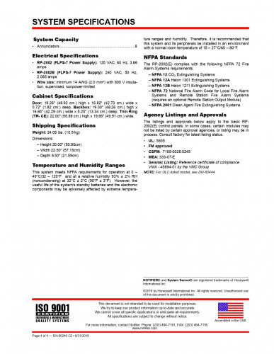 NOTIFIER RP-2002E Agent release control panel, 220/240 VAC.