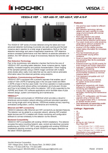 VESDA-E VEP Aspirating Smoke Detector (Mainstream ASD)with 3.5" Display ...