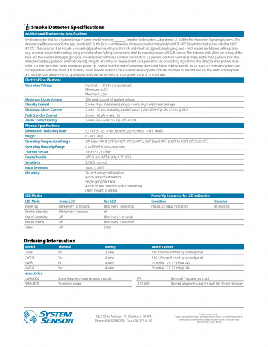 SYSTEMSENSOR 2W-B i3 Series, Photo Detector,2-Wire Standrad,Plug-in Base