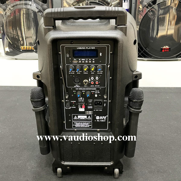 ตู้แอมป์ 12 นิ้ว NPE รุ่น NL-12BAT (ไมค์ลอย2ตัว/แบตแห้ง/USB/SD CARD)