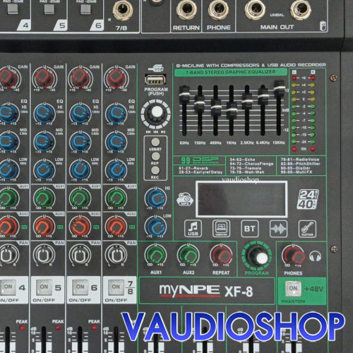 myNPE XF-8 Mixer มิกเซอร์ 8 แชนแนล บลูทูธ+USB+เอฟเฟค 99DSP my NPE XF8 เอ็นพีอี