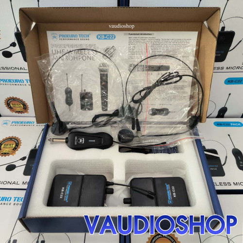 PROEUROTECH KB-C22 ไมค์ลอยคาดคู่ ปรับความถี่ได้ Wireless Microphone โปรยูโรเทค KB-C22 คาดคู่ UHF ไมค