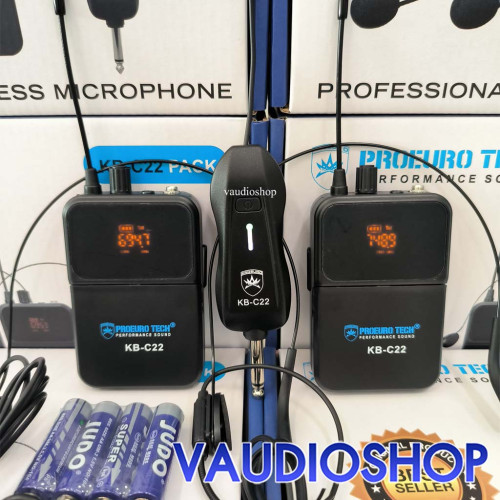 PROEUROTECH KB-C22 ไมค์ลอยคาดคู่ ปรับความถี่ได้ Wireless Microphone โปรยูโรเทค KB-C22 คาดคู่ UHF ไมค