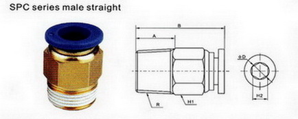 ข้อต่อตรงเสียบสายลมเกลียวนอก Model SPC