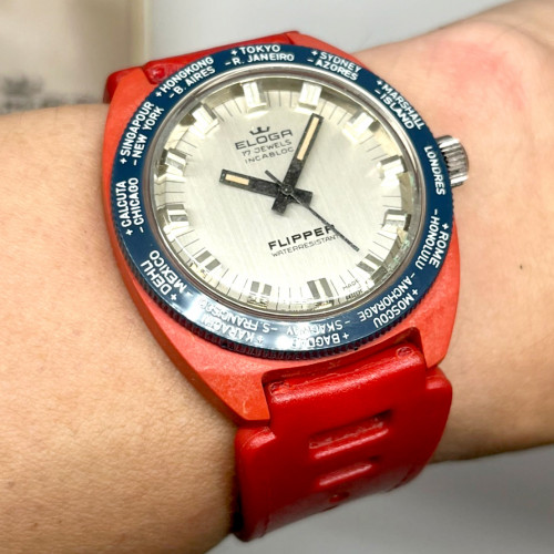 ELOGA Flipper Olympic 17 Jewels Incabloc Swiss Made ระบบไขลาน ขนาดตัว ...